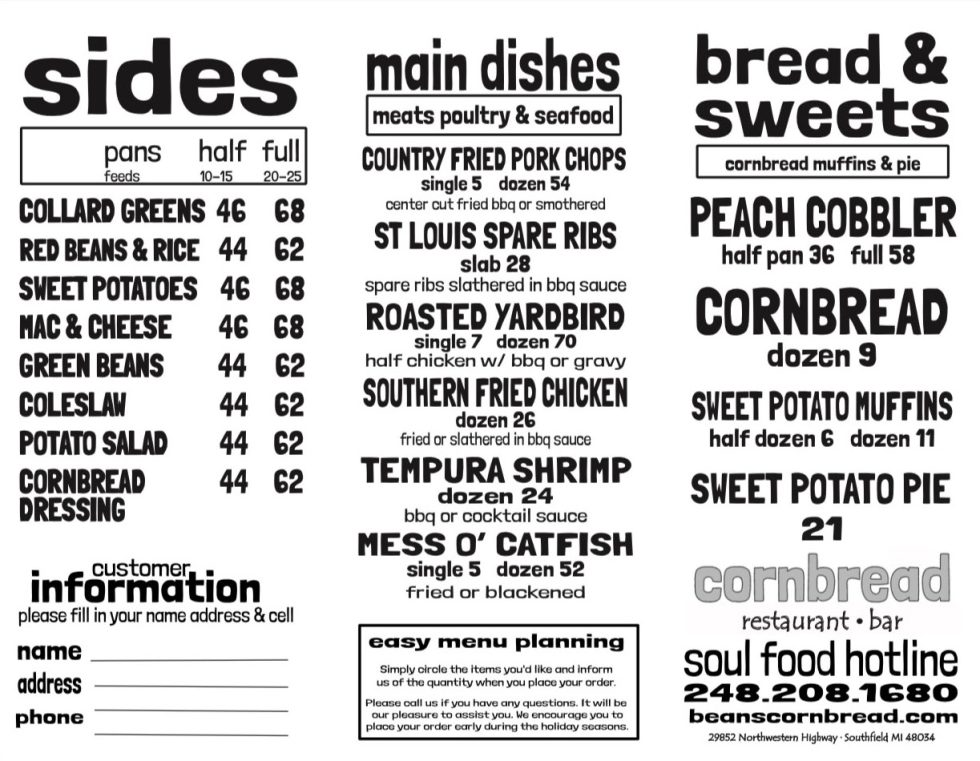 MENUS | Cornbread Soulfood